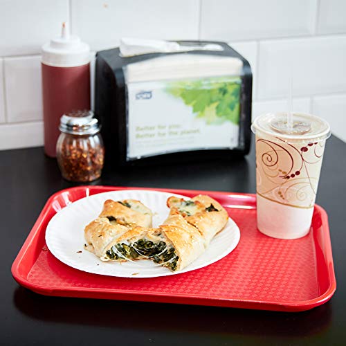 Fast Food Tray 10 x 14 Red Rectangular Polypropylene Serving Tray for Cafeteria, Diner, Restaurant, Food Courts