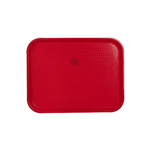 Fast Food Tray 10 x 14 Red Rectangular Polypropylene Serving Tray for Cafeteria, Diner, Restaurant, Food Courts