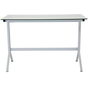 Flash Furniture Winfield Collection Glass Computer Desk with White Metal Frame