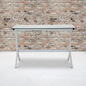 Flash Furniture Winfield Collection Glass Computer Desk with White Metal Frame