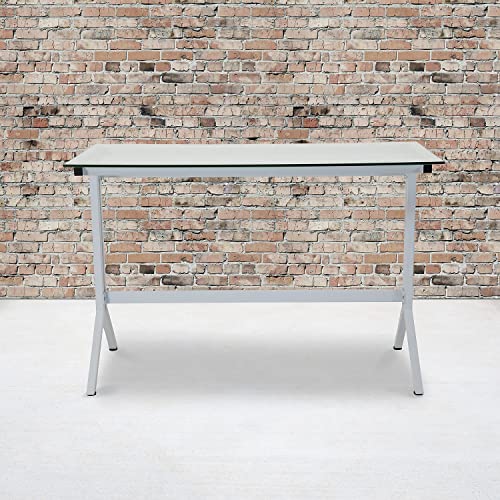 Flash Furniture Winfield Collection Glass Computer Desk with White Metal Frame