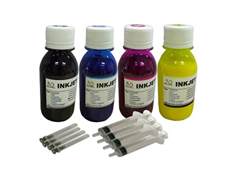 ND R@ 4x100ml Pigment Refill Ink for Epson 802 XL T802 Workforce Pro WF-4720 WF-4730 WF-4734 WF-4740 refillable cartridges or cis ciss Ink System + Free 4 Syringes