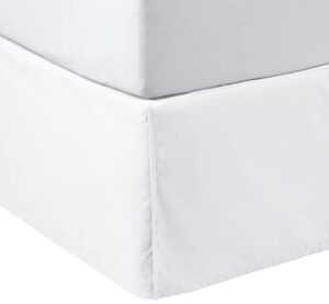 amazon basics lightweight pleated bed skirt, queen, bright white