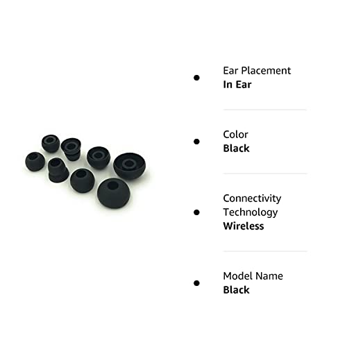 Black Replacement Earbud Tips for Beats Powerbeats3 Wireless Stereo Headphones - Small, Medium, Large, and Double Flange (Black)