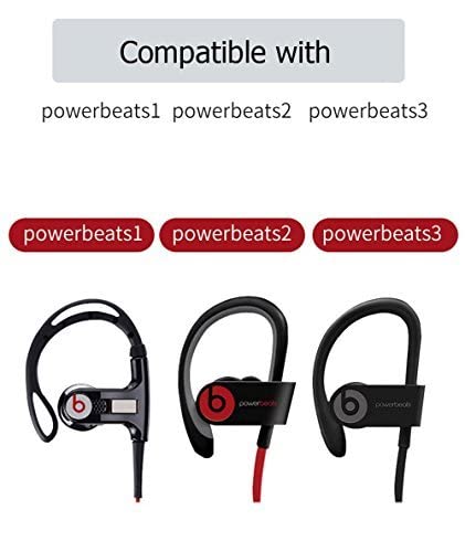 Black Replacement Earbud Tips for Beats Powerbeats3 Wireless Stereo Headphones - Small, Medium, Large, and Double Flange (Black)