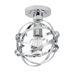 catalina 10.75" colton orbit chrome metal orb semi flushmount ceiling light