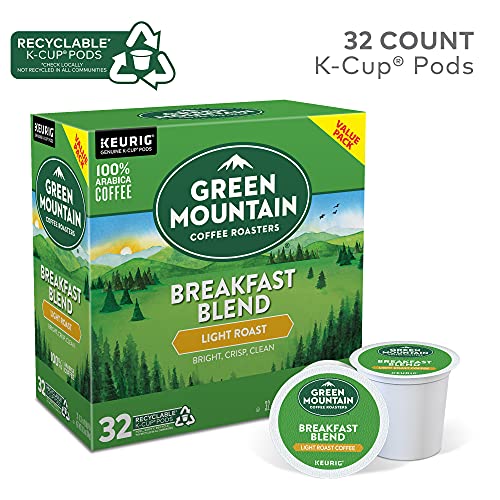 Green Mountain Coffee Roasters Breakfast Blend Keurig Single-Serve K-Cup Pods, Light Roast Coffee, 32 Count