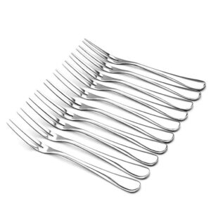 hosybal crab stainless steel forks,escargot forks 2 prong tasting appetizer forks portable cocktail salad fruit forks for party travel,set of 10, 5 inches (10 pcs)