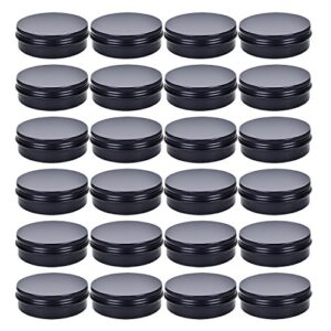 tmo 4 oz. aluminum tins container 24 pack round screw lid containers jars metal storage tin jars aluminum tin cans food tins travel tins,black