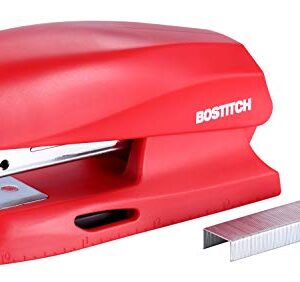 Bostitch Office 20 Sheet Mini Stapler with 210 Staples, Fits into the Palm of Your Hand, Red