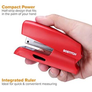 Bostitch Office 20 Sheet Mini Stapler with 210 Staples, Fits into the Palm of Your Hand, Red