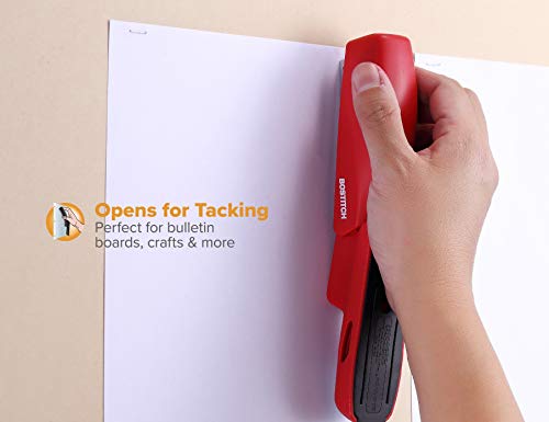 Bostitch Office 20 Sheet Mini Stapler with 210 Staples, Fits into the Palm of Your Hand, Red