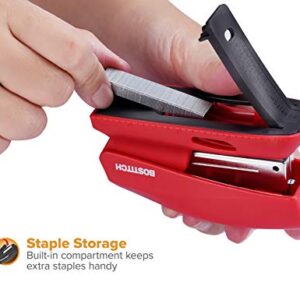 Bostitch Office 20 Sheet Mini Stapler with 210 Staples, Fits into the Palm of Your Hand, Red