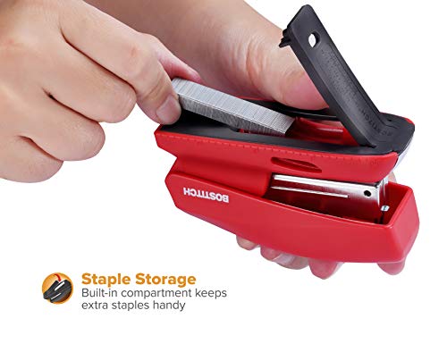 Bostitch Office 20 Sheet Mini Stapler with 210 Staples, Fits into the Palm of Your Hand, Red