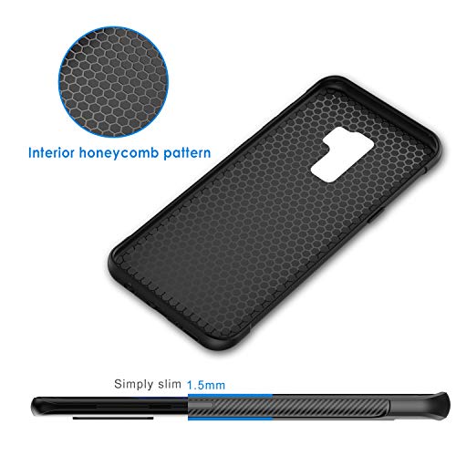 JETech Slim Fit Case for Samsung Galaxy S9+ Plus, Thin Phone Cover with Shock-Absorption and Carbon Fiber Design (Black)