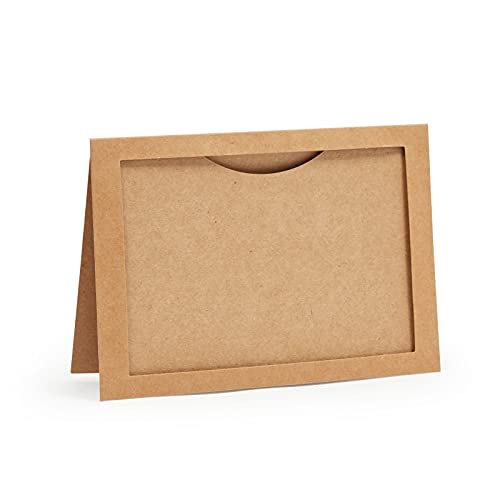 48 Pack Kraft Paper Photo Insert Cards with Envelopes, 4x6 Paper Frames, Photo Card Holder Inserts, Greeting Cards for Photos, Memories, Blank Inside (4 x 6 In) Brown