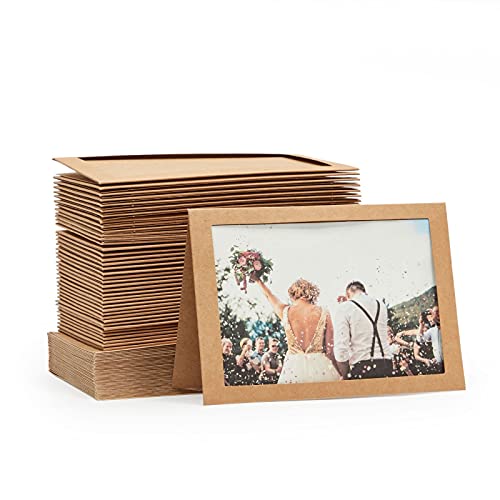 48 Pack Kraft Paper Photo Insert Cards with Envelopes, 4x6 Paper Frames, Photo Card Holder Inserts, Greeting Cards for Photos, Memories, Blank Inside (4 x 6 In) Brown