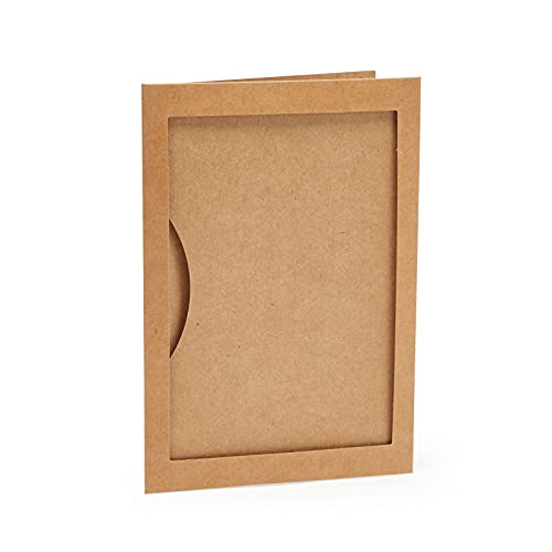 48 Pack Kraft Paper Photo Insert Cards with Envelopes, 4x6 Paper Frames, Photo Card Holder Inserts, Greeting Cards for Photos, Memories, Blank Inside (4 x 6 In) Brown