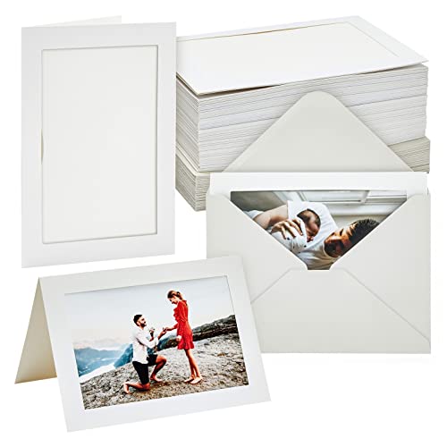 Best Paper Greetings 48 Pack Photo Frame Cards with Envelopes, Notecards for 4x6 Picture Insert (Ivory)