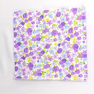 Life Glow 7pcs 20x20 inch (50x50cm) Cotton Craft Fabric Bundle Pre Cut Squares Patch Work DIY Sewing Quilting for DIY Handmade Craft Sewing Clothes Purple Style Floral, Polka dots, Stripe and Plaid