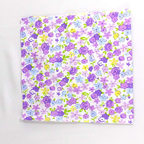 Life Glow 7pcs 20x20 inch (50x50cm) Cotton Craft Fabric Bundle Pre Cut Squares Patch Work DIY Sewing Quilting for DIY Handmade Craft Sewing Clothes Purple Style Floral, Polka dots, Stripe and Plaid