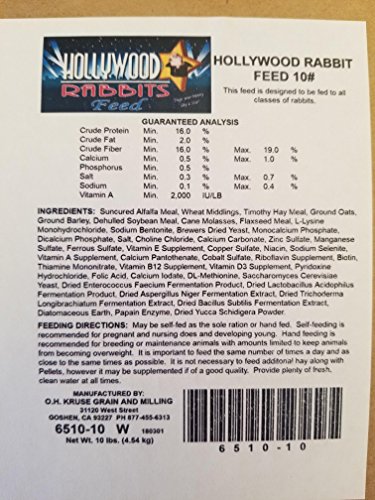 Hollywood Rabbits Feed - 9 Lb. Premium Feed | Hand Crafted High-Fiber | Probiotics for Digestive Health