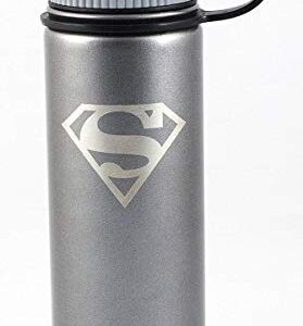 Superman 18oz Insulated Water Bottle, Stainless Steel, Wide Mouth Double Walled Vacuum Insulated Bottle for Hot and Cold Beverages