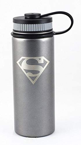 Superman 18oz Insulated Water Bottle, Stainless Steel, Wide Mouth Double Walled Vacuum Insulated Bottle for Hot and Cold Beverages