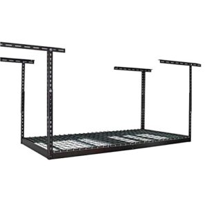 monsterrax overhead garage storage rack - heavy duty racks for garage with 400 lb capacity, easy garage shelving, adjustable storage rack, ceiling mount storage shelves 3x6 hammertone (18"-33")