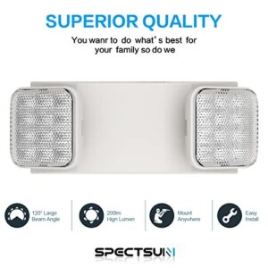 SPECTSUN 4 Packs Emergency Light White, Commercial Emergency Light with Battery Backup, Emergency Sign with Light/Led Emergency Light/Emergency Light Fixture/Emergency Light Home -(Square Head)