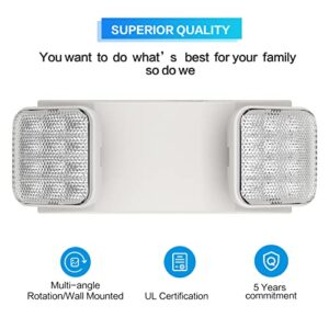 SPECTSUN 4 Packs Emergency Light White, Commercial Emergency Light with Battery Backup, Emergency Sign with Light/Led Emergency Light/Emergency Light Fixture/Emergency Light Home -(Square Head)