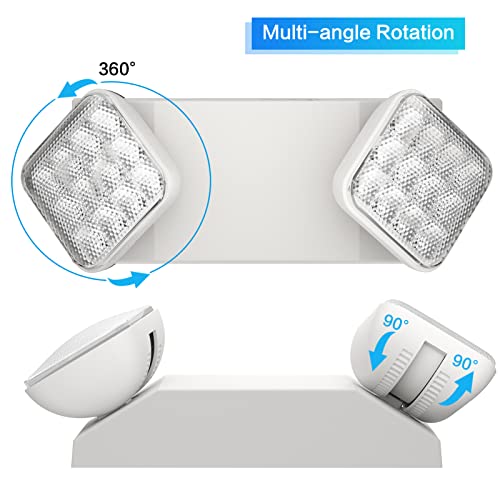 SPECTSUN 4 Packs Emergency Light White, Commercial Emergency Light with Battery Backup, Emergency Sign with Light/Led Emergency Light/Emergency Light Fixture/Emergency Light Home -(Square Head)