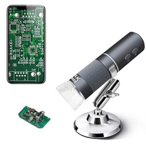 jiusion wifi usb digital handheld microscope, 50 to 1000x wireless magnification endoscope 8 led mini camera with metal stand compatible with iphone ipad mac windows android