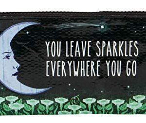 Blue Q Pencil Case, You Leave Sparkles Everywhere You Go. (moon garden design) Hefty Zipper, Sturdy and Easy-to-Wipe-Clean, Made from 95% Recycled Material. 4.25"h x 8.5"w