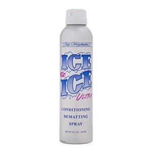 chris christensen ice on ice ultra conditioning dematting spray, dog conditioner, groom like a professional, lightweight formula, dematts & detangles, conditions & protects, made in the usa, 8oz