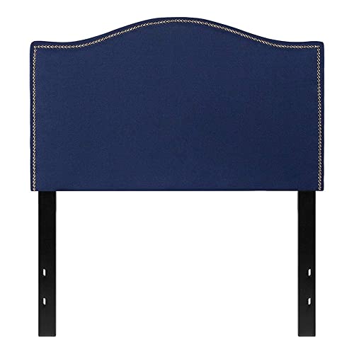 Flash Furniture Lexington Upholstered Twin Size Headboard with Accent Nail Trim in Navy Fabric