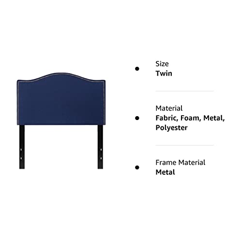 Flash Furniture Lexington Upholstered Twin Size Headboard with Accent Nail Trim in Navy Fabric