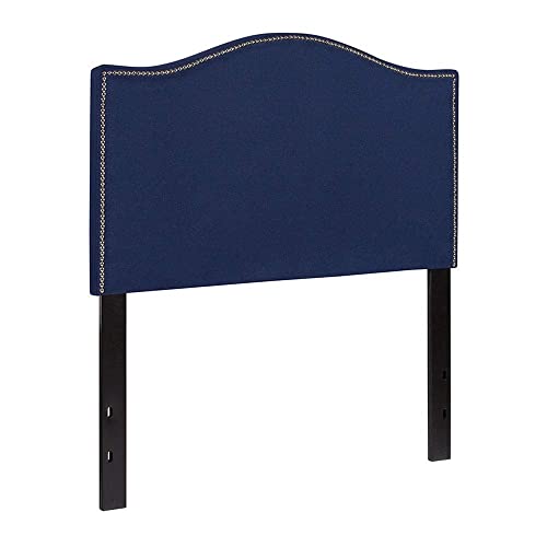 Flash Furniture Lexington Upholstered Twin Size Headboard with Accent Nail Trim in Navy Fabric