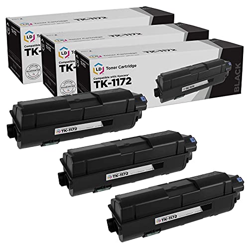 LD Compatible Toner Cartridge Replacement for Kyocera TK-1172 (3 Pack - Black) Compatible with Kyocera M2040dn, M2540d, M2540dw and M2640idw