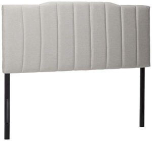 zinus satish upholstered channel stitched headboard in light grey, full