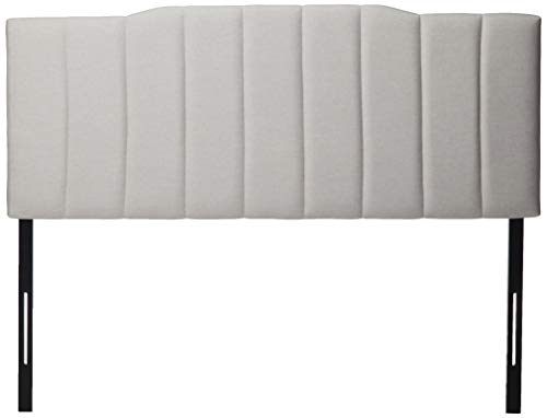 Zinus Satish Upholstered Channel Stitched Headboard in Light Grey, Full