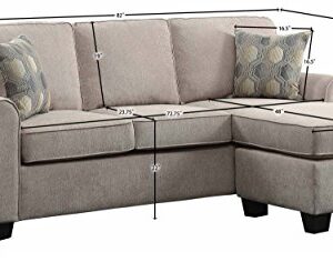 Homelegance Clumber 82" Reversible Sectional with Accent Pillows, Beige