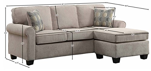 Homelegance Clumber 82" Reversible Sectional with Accent Pillows, Beige