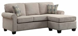 homelegance clumber 82" reversible sectional with accent pillows, beige