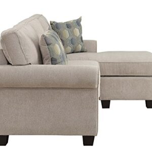 Homelegance Clumber 82" Reversible Sectional with Accent Pillows, Beige