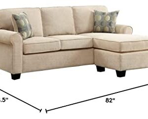 Homelegance Clumber 82" Reversible Sectional with Accent Pillows, Beige