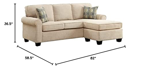 Homelegance Clumber 82" Reversible Sectional with Accent Pillows, Beige