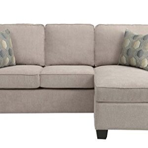 Homelegance Clumber 82" Reversible Sectional with Accent Pillows, Beige