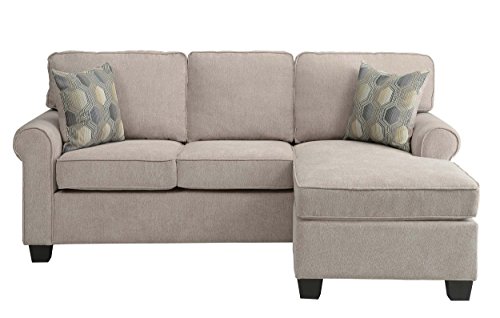 Homelegance Clumber 82" Reversible Sectional with Accent Pillows, Beige