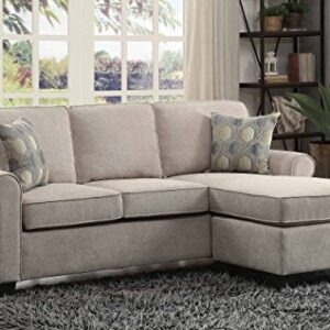 Homelegance Clumber 82" Reversible Sectional with Accent Pillows, Beige